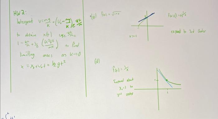 Solved HW 2: lutergrat v=kmg+(U0−kmg)ek−kt (iii) f(x)=1+x to | Chegg.com