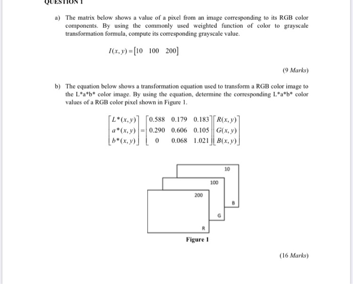 Solved a) The matrix below shows a value of a pixel from an | Chegg.com
