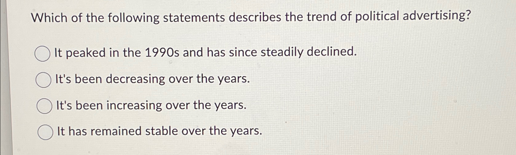 Solved Which of the following statements describes the trend | Chegg.com