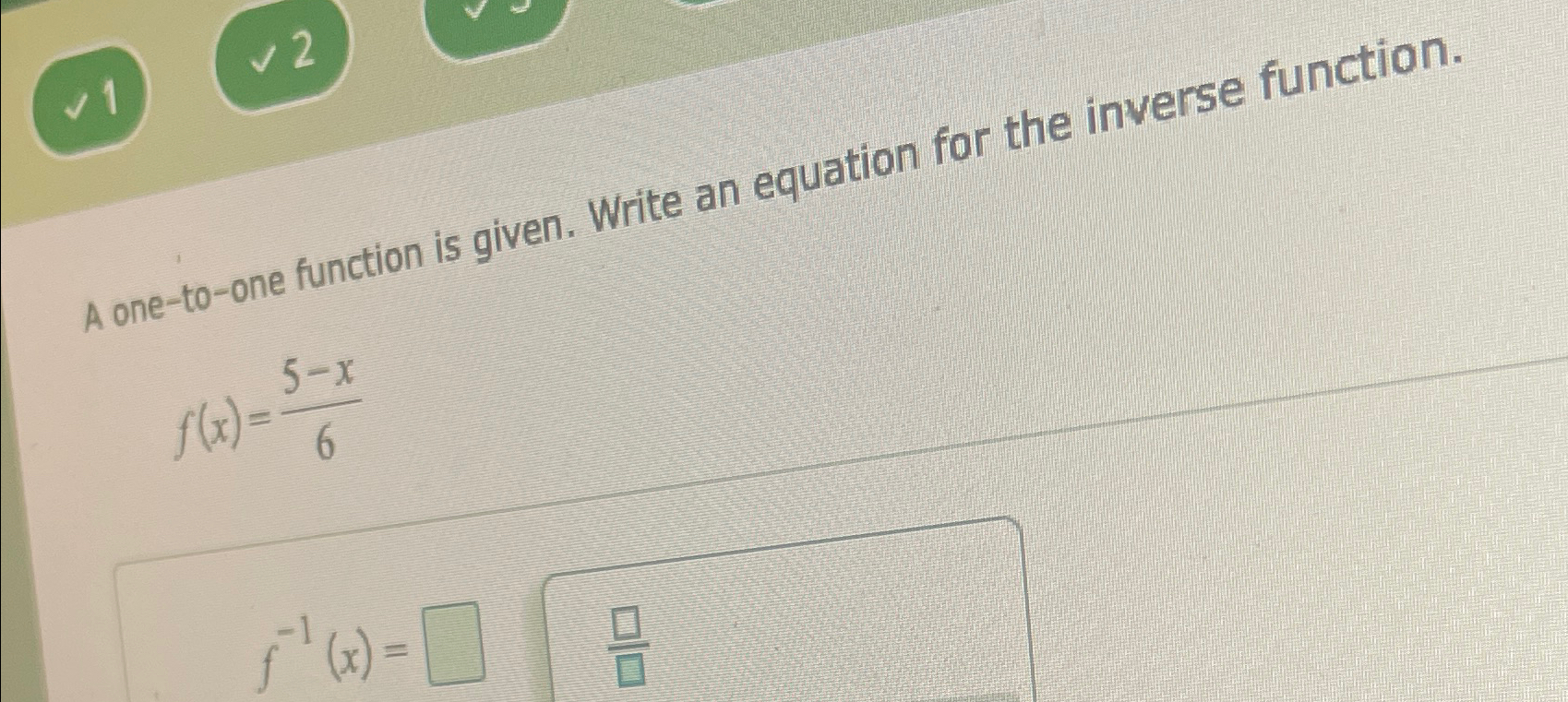 Solved A one-to-one function is given. Write an equation for | Chegg.com