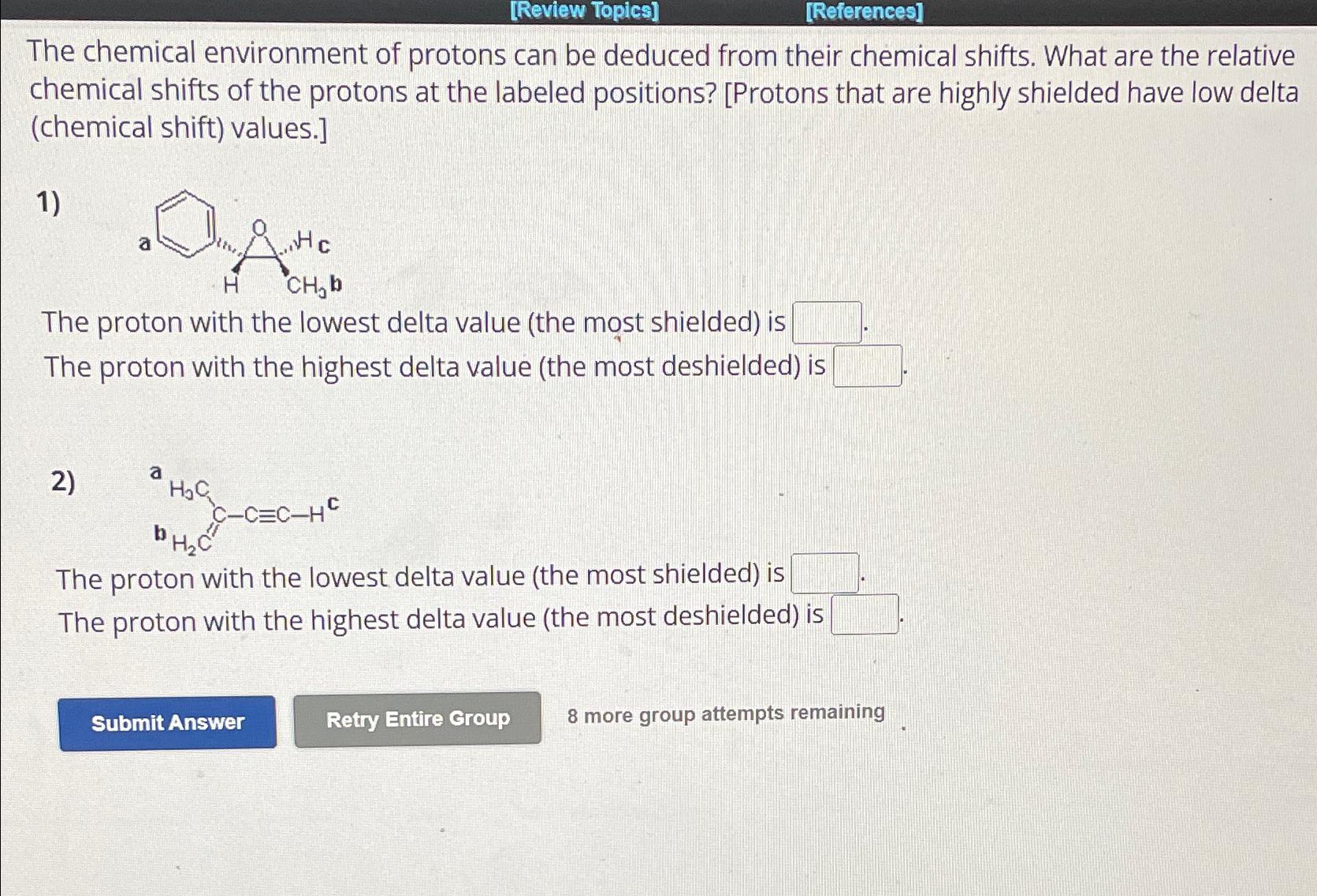 Solved The chemical environment of protons can be deduced | Chegg.com