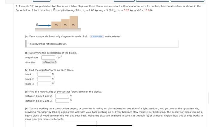 Solved Example 5.7, we pushed on two blocks on a table. | Chegg.com