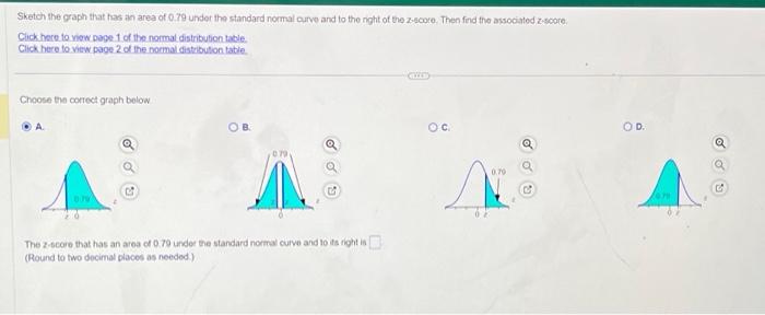 Solved Sketch the graph that has in area of 0.79 under the | Chegg.com