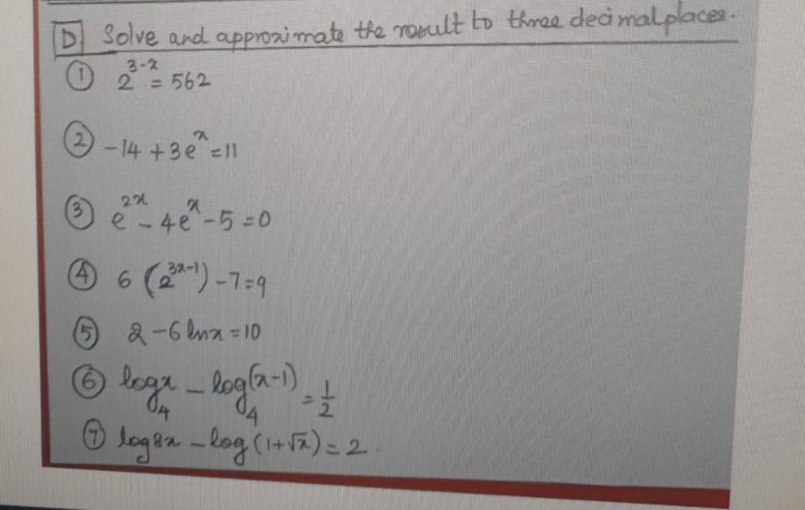 Solved D. ﻿Solve and approximate the rocult to three | Chegg.com