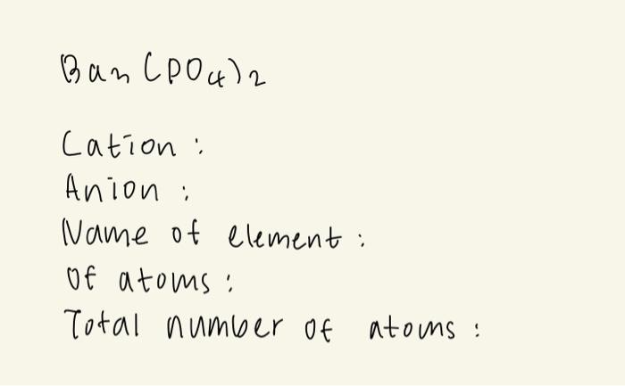 Solved (anC(PO4)2 Cation: Anion: Name of element: of atoms: | Chegg.com