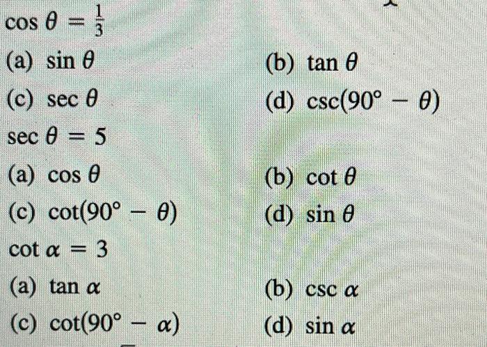 Solved use the given function values and the trigonomic | Chegg.com