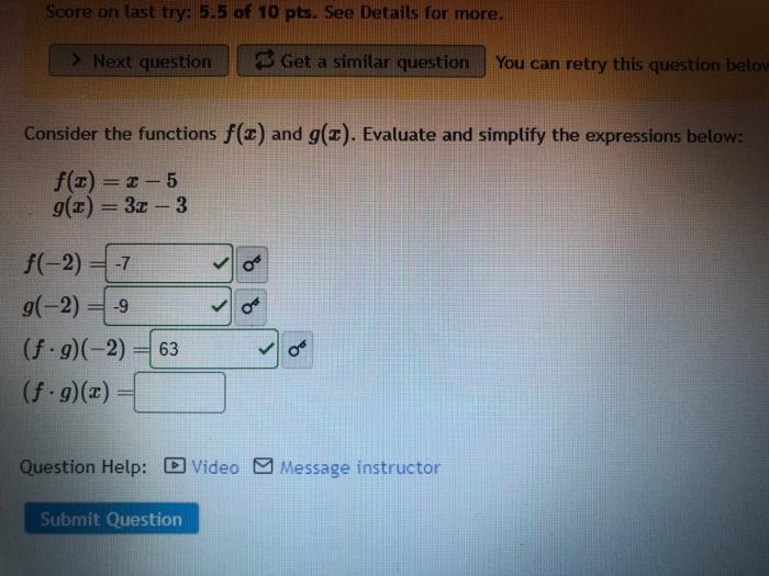 Solved Consider the functions f(x) and g(x). Evaluate and | Chegg.com
