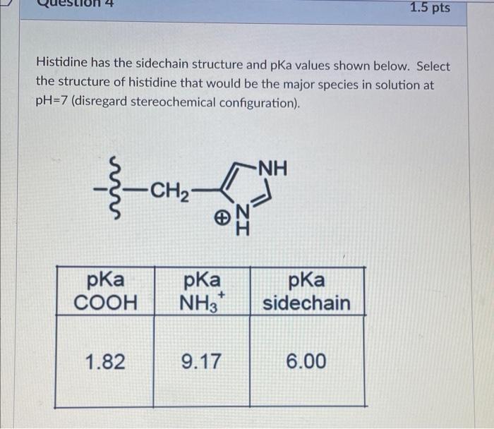 Solved Histidine has the sidechain structure and pKa values | Chegg.com