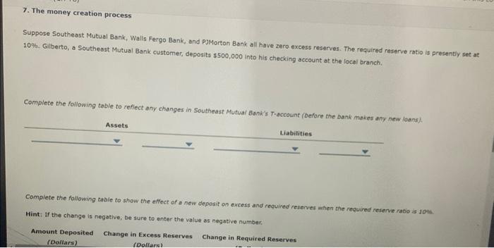 Solved 7. The money creation process Suppose Southeast | Chegg.com