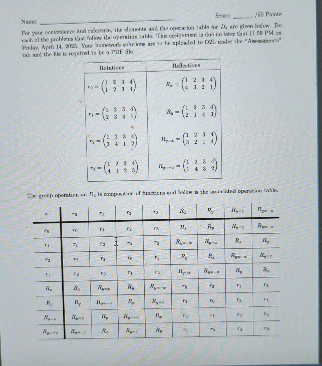 Solved Name: For your convenience and reference, the | Chegg.com