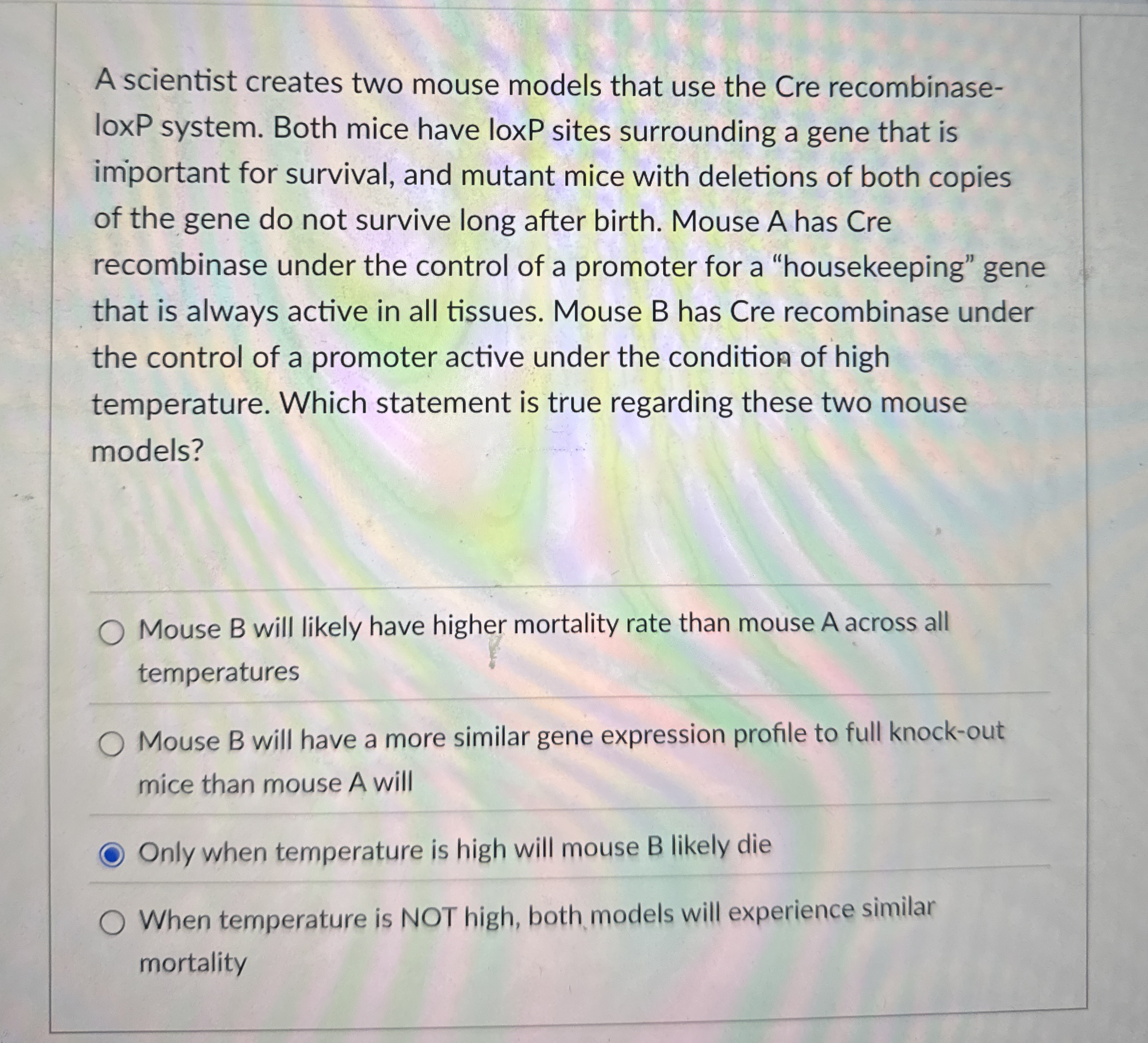 Solved A scientist creates two mouse models that use the Cre | Chegg.com