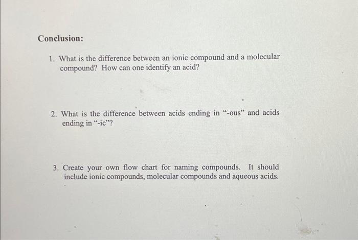 Solved Conclusion: 1. What is the difference between an | Chegg.com