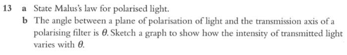 13 a State Malus's law for polarised light. b The | Chegg.com