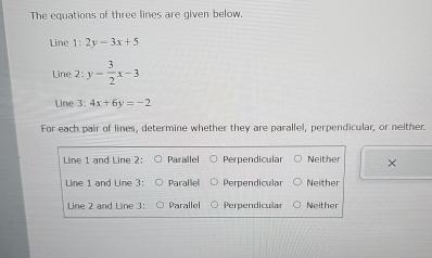 Solved The equations of three lines are given below.Line 1: | Chegg.com