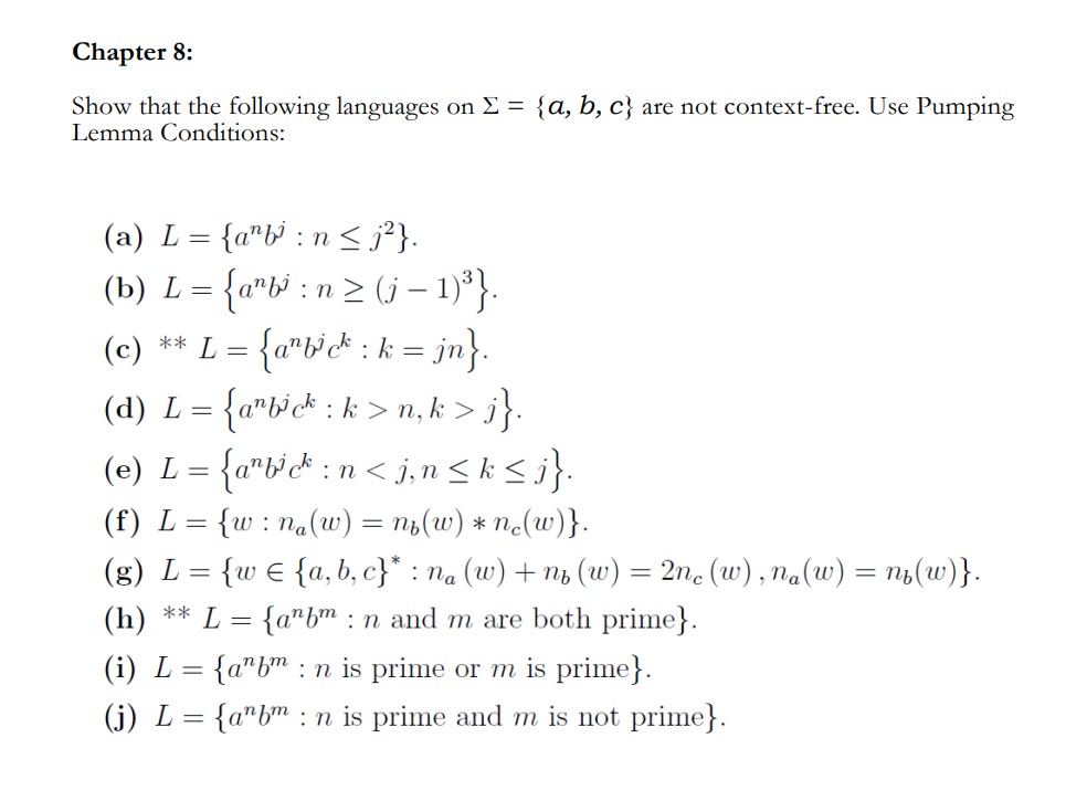 Chapter 8:Show that the following languages on | Chegg.com