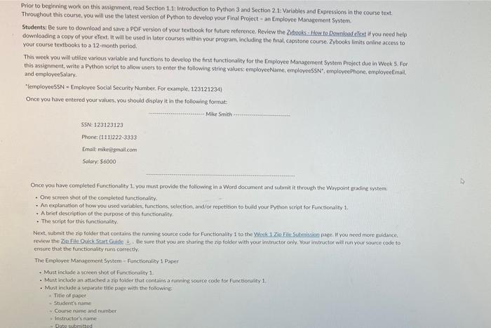 Solved Priar to beginining work on this assignment, read | Chegg.com