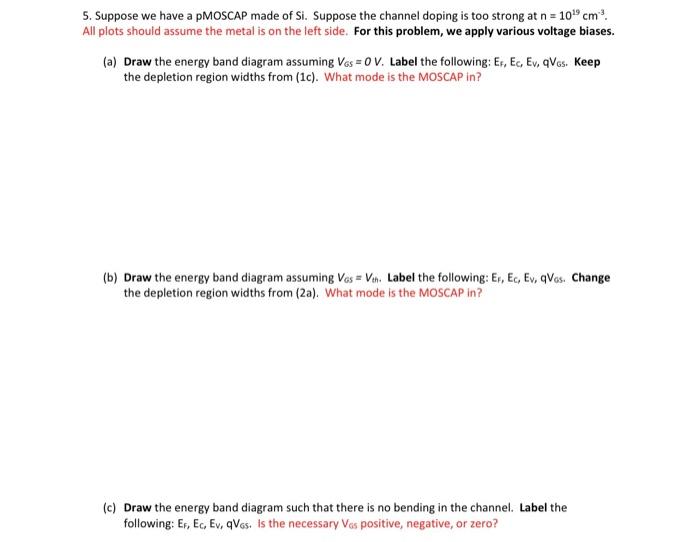 Solved 5. Suppose we have a pMOSCAP made of Si. Suppose the | Chegg.com