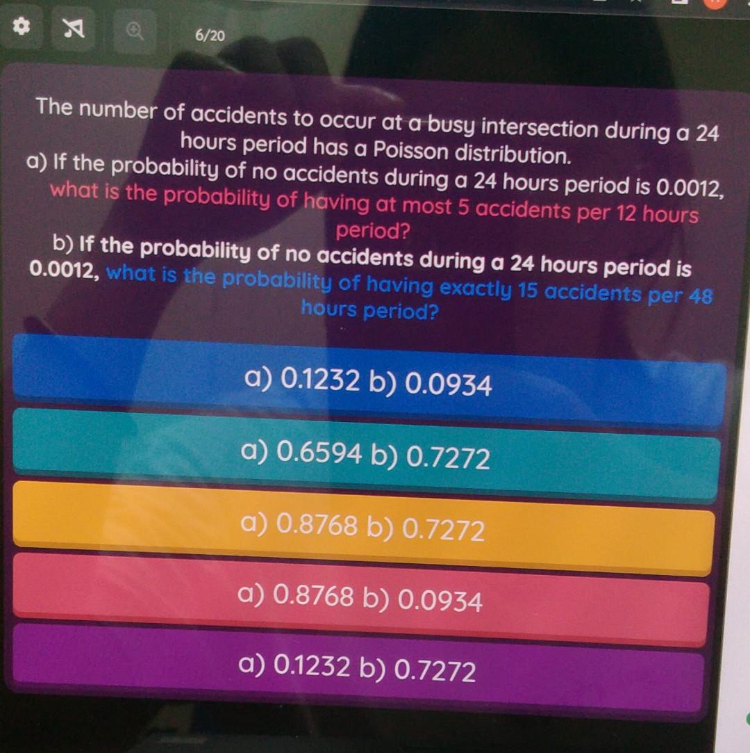 Solved The number of accidents to occur at a busy | Chegg.com