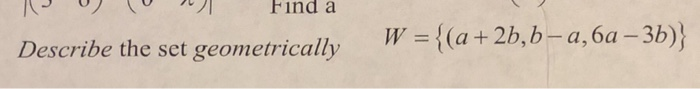 Solved Find a Describe the set geometrically W ={(a + | Chegg.com