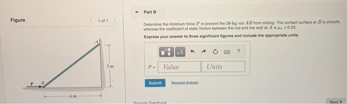 Solved Part B Figure 1 Of 1 Determine The Minimum Force P To