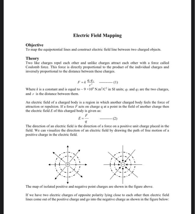Solved Electric Field Mapping Objective To map the | Chegg.com