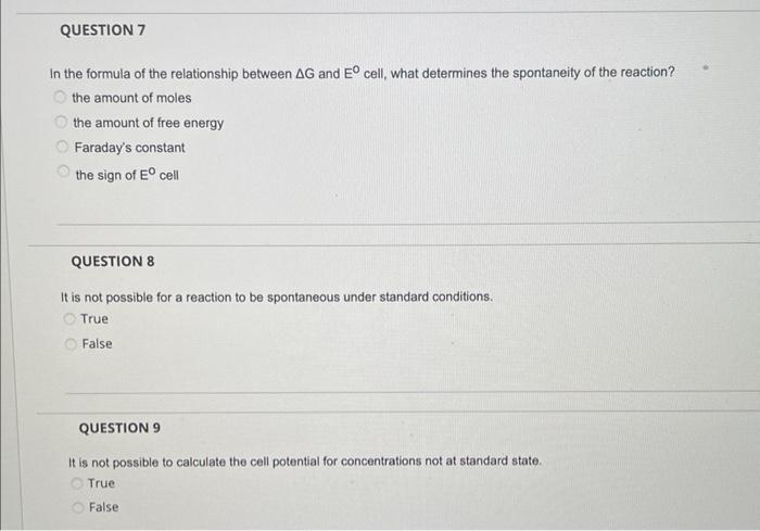 Solved In the formula of the relationship between ΔG and EO | Chegg.com