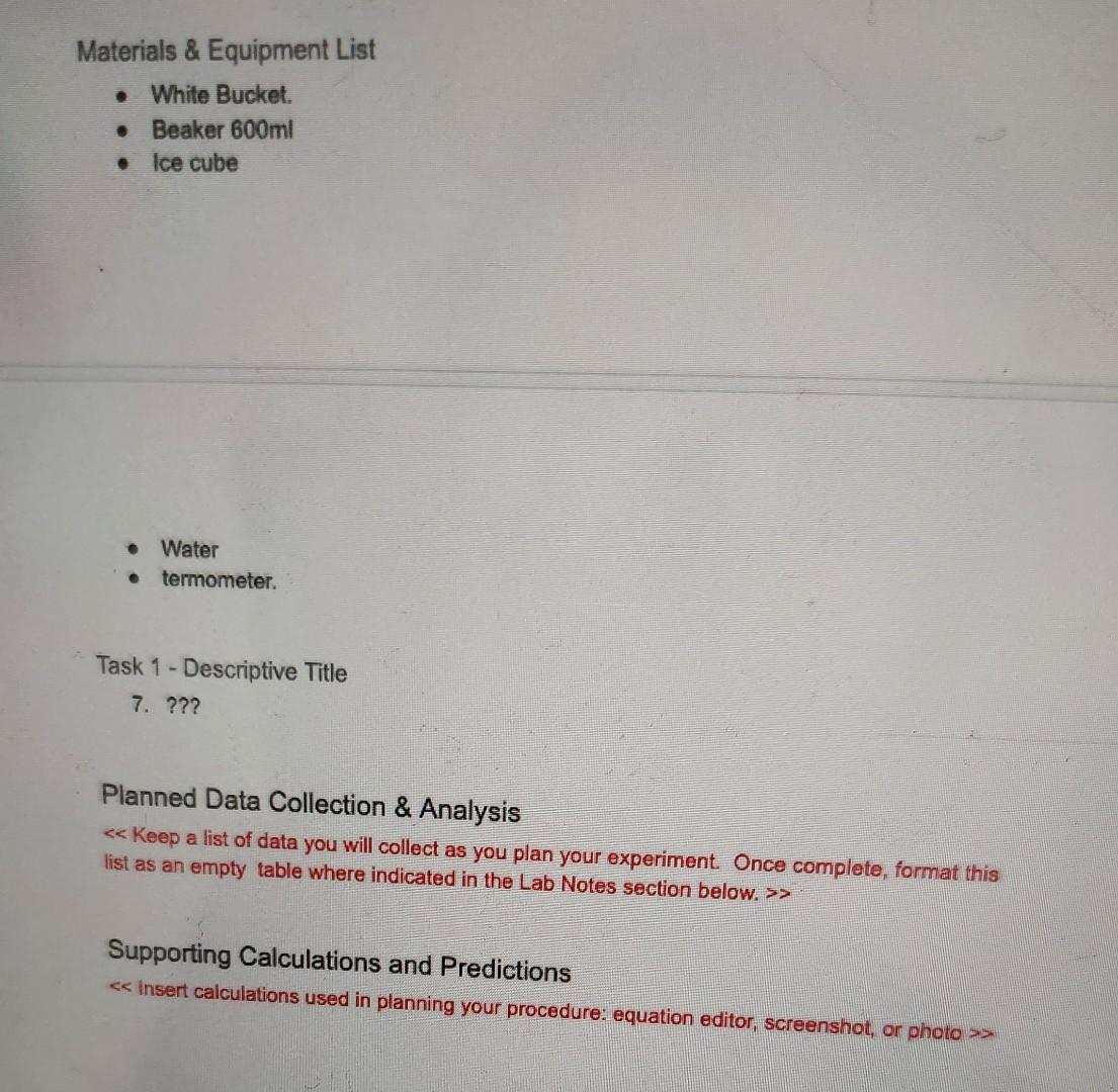 Solved please help me with experiment notes, task 1, | Chegg.com