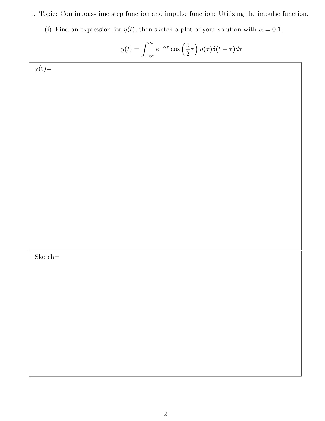 Solved Topic: Continuous-time step function and impulse | Chegg.com