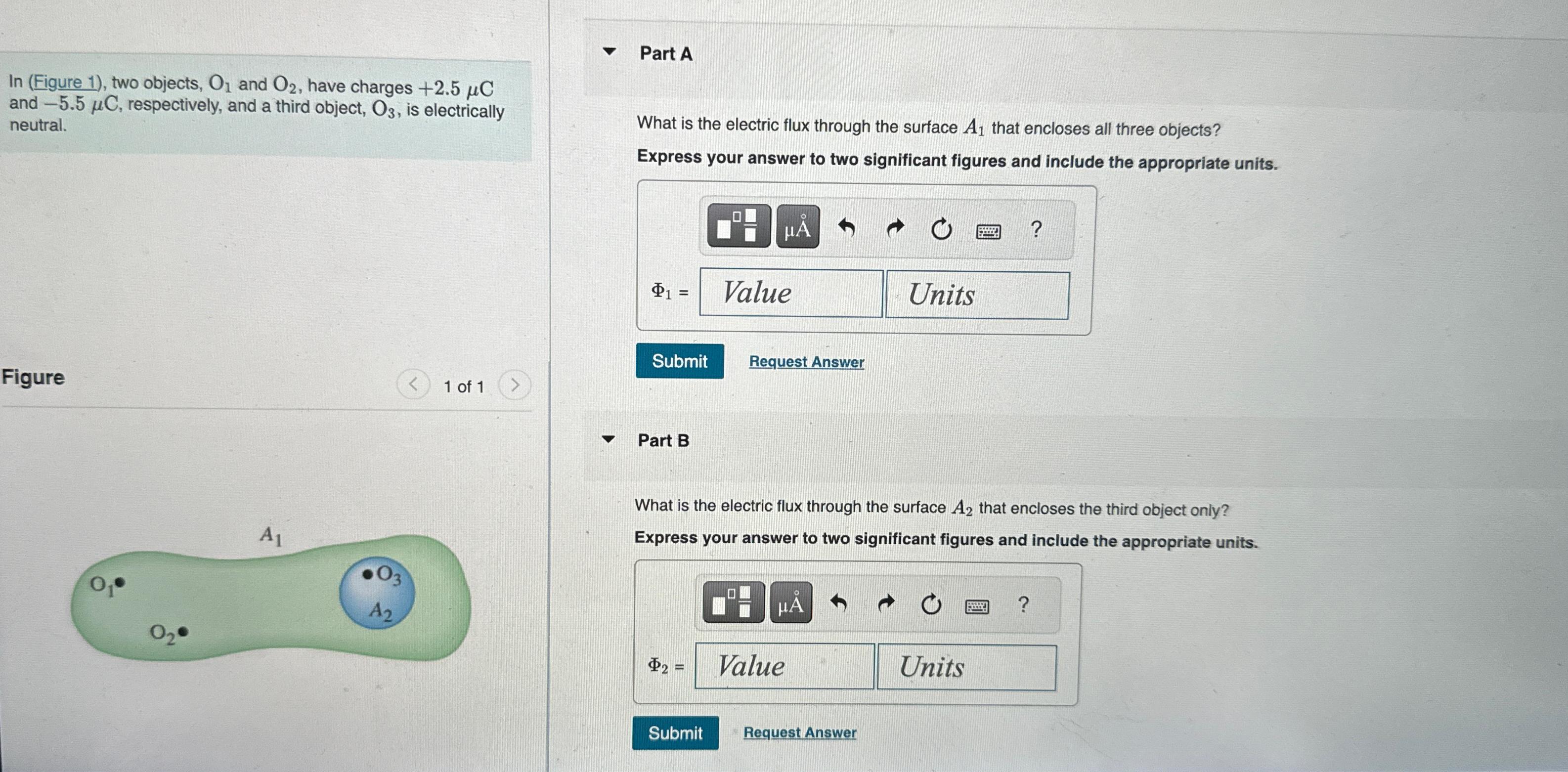 Solved Part AIn (Figure 1), ﻿two objects, O1 ﻿and O2, ﻿have | Chegg.com