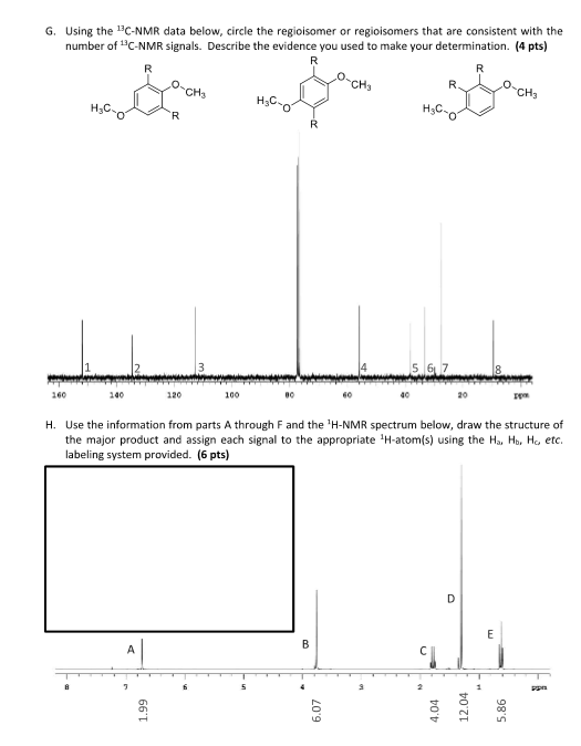 Solved G. ﻿Using the ^(13)C-NMR data below, circle the | Chegg.com