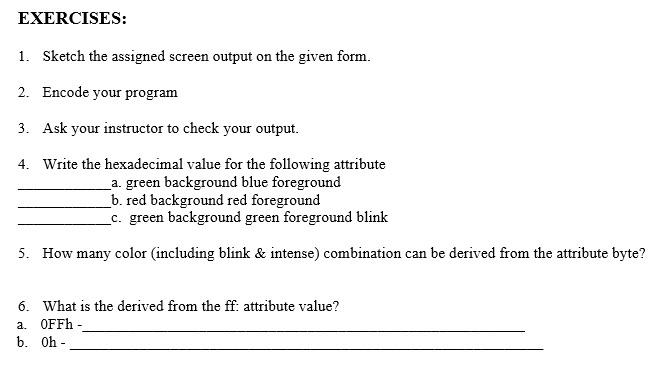 PART II: PRINT CHARACTER WITH ATTRIBUTE OBJECTIVE | Chegg.com