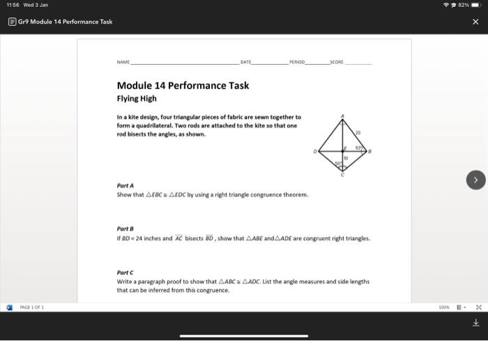 Solved In a kite design, four triangular pieces of fabric | Chegg.com