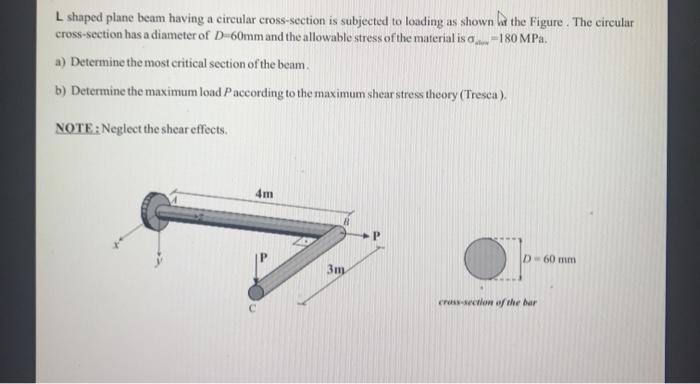 Solved L shaped plane beam having a circular cross-section | Chegg.com