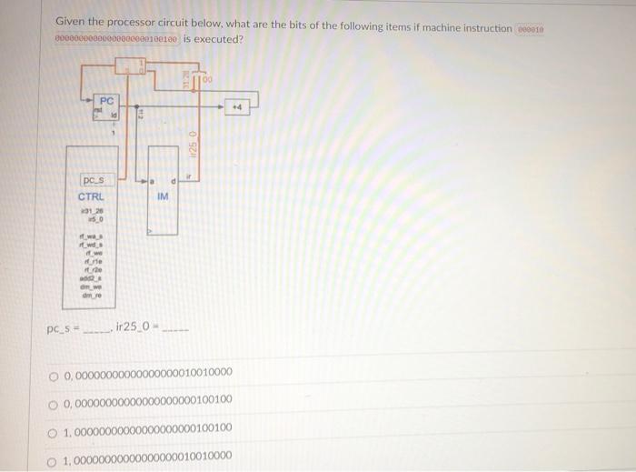 Solved Given the processor circuit below, what are the bits | Chegg.com
