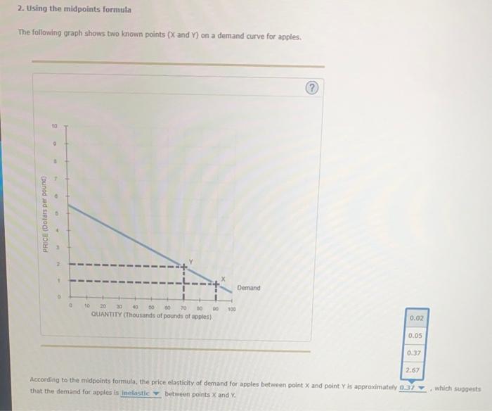 Solved 2. Using the midpoints formula The following graph | Chegg.com