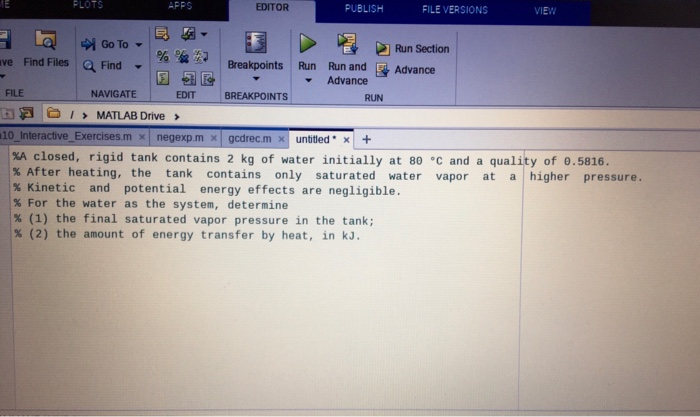 Solved EDITOR PUBLISH FILE VERSIONS VIEW Run Section ve Find | Chegg.com