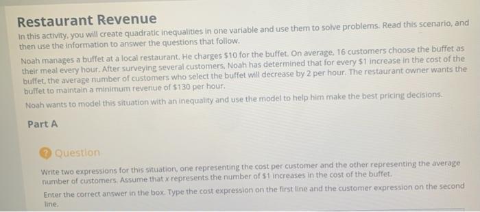 Solved Restaurant Revenue In this activity, you will create | Chegg.com