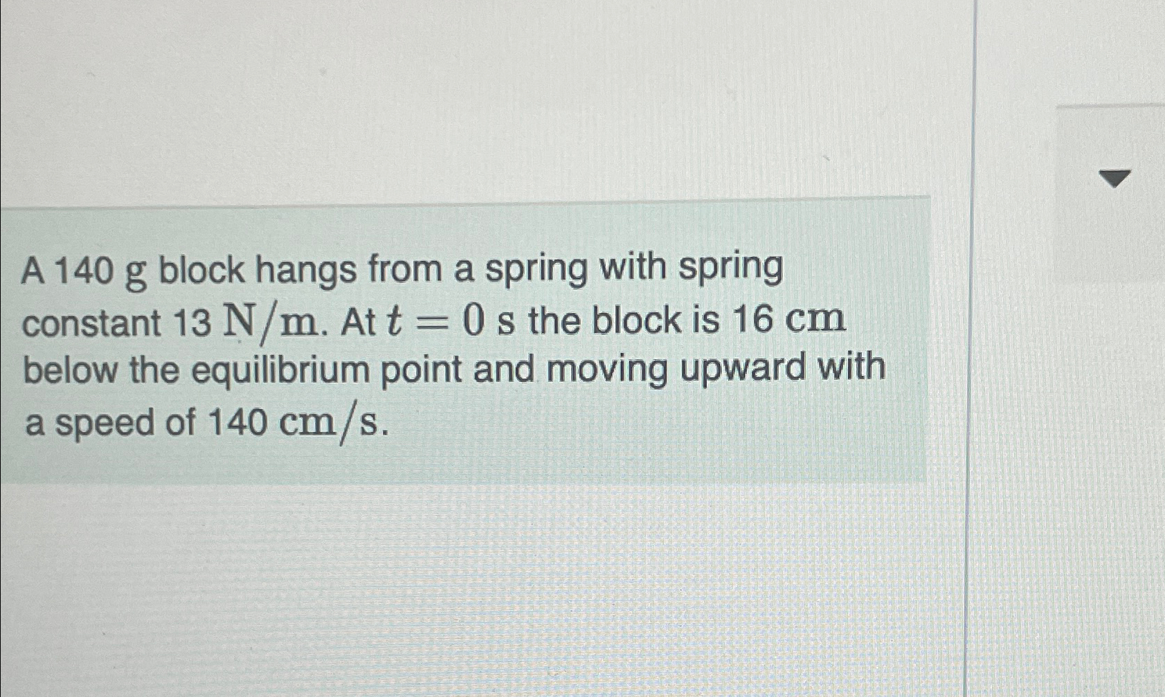 Solved A 140g ﻿block hangs from a spring with spring | Chegg.com