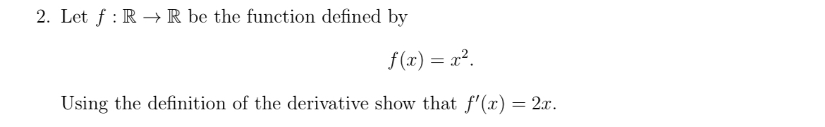 Solved Let f:R→R ﻿be the function defined byf(x)=x2.Using | Chegg.com