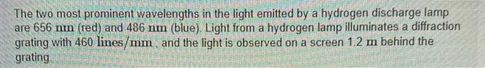 Solved The two most prominent wavelengths in the light | Chegg.com