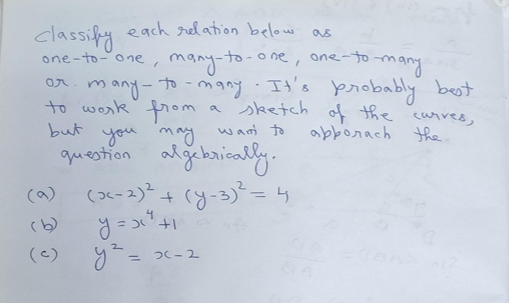 Solved classify each relation below | Chegg.com