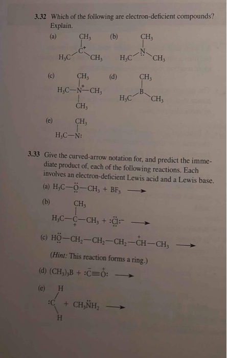 Solved 3.32 Which of the following are electron-deficient | Chegg.com