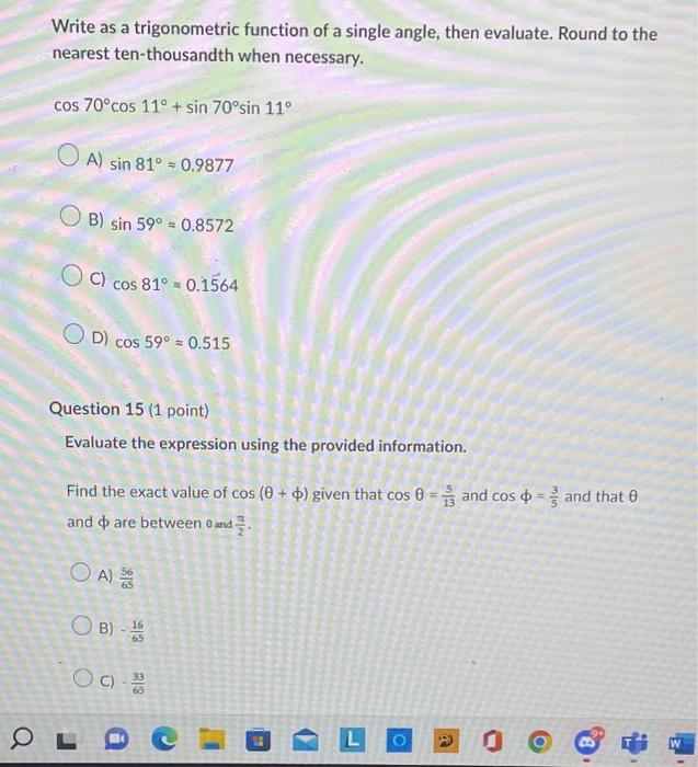 Solved Question 12 ( 1 point) Simplify. | Chegg.com
