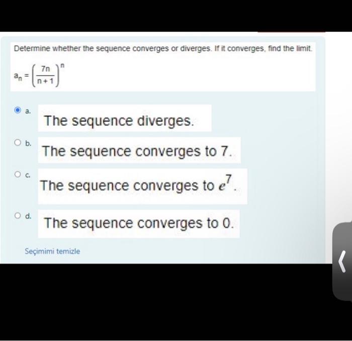 Solved Determine whether the sequence converges or diverges. | Chegg.com