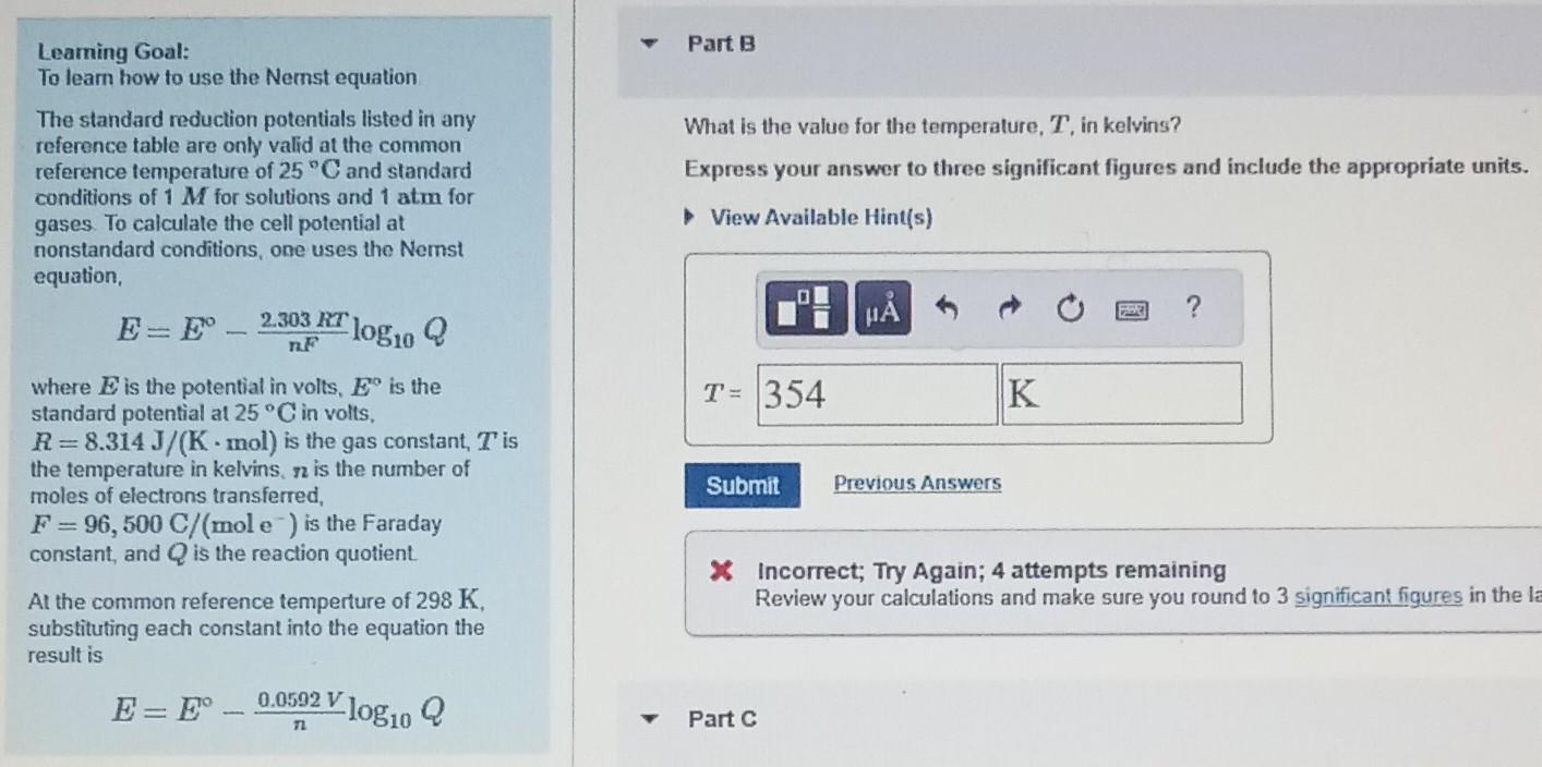 Solved Learming Goal: To learn how to use the Nemst equation | Chegg.com