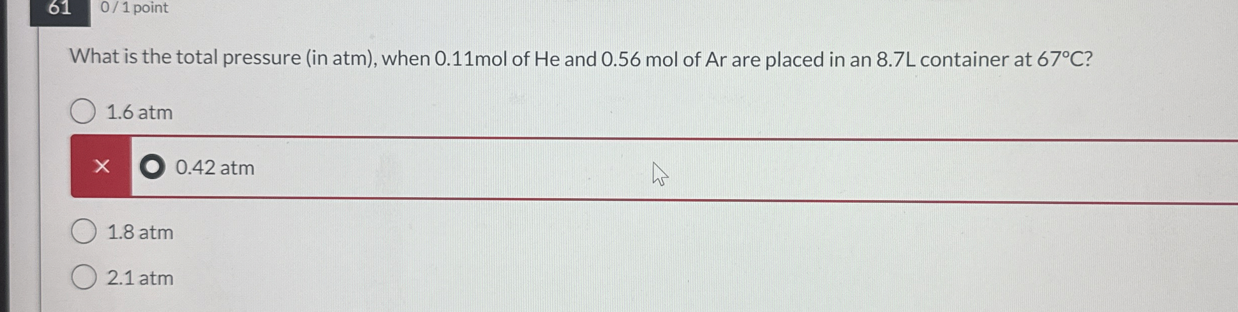 Solved 6101 ﻿pointWhat is the total pressure (in atm), ﻿when | Chegg.com
