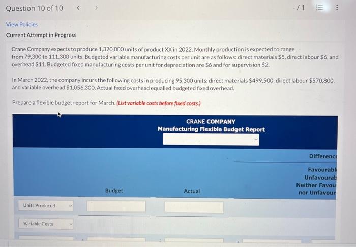 Solved Crane Company expects to produce 1,320,000 units of | Chegg.com