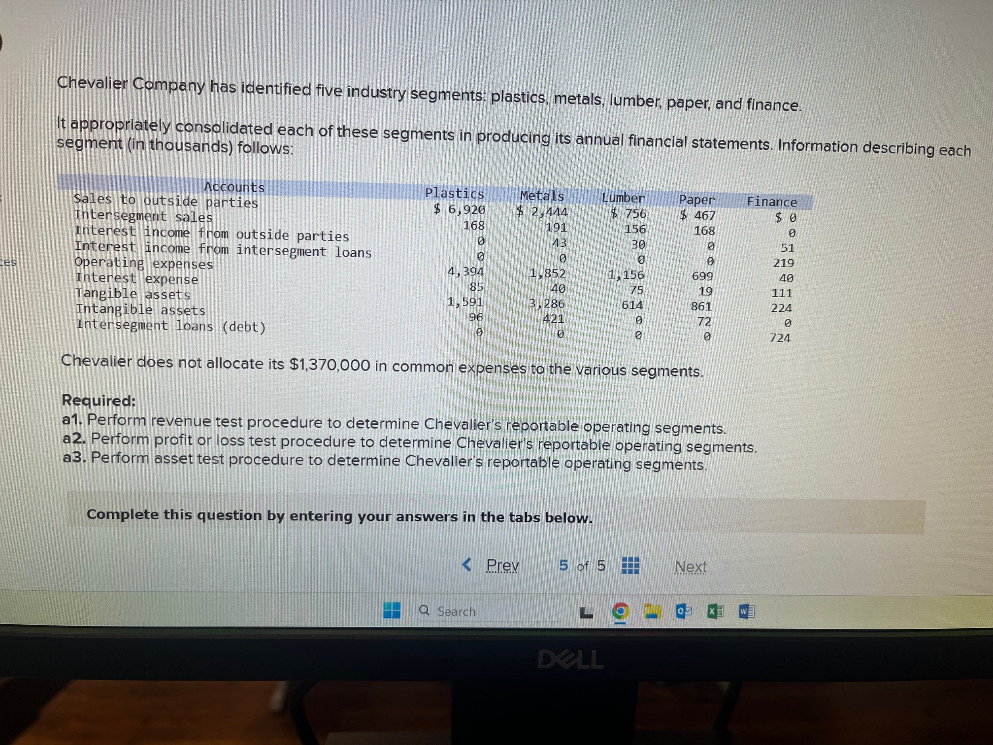 Solved Chevalier Company has identified five industry | Chegg.com