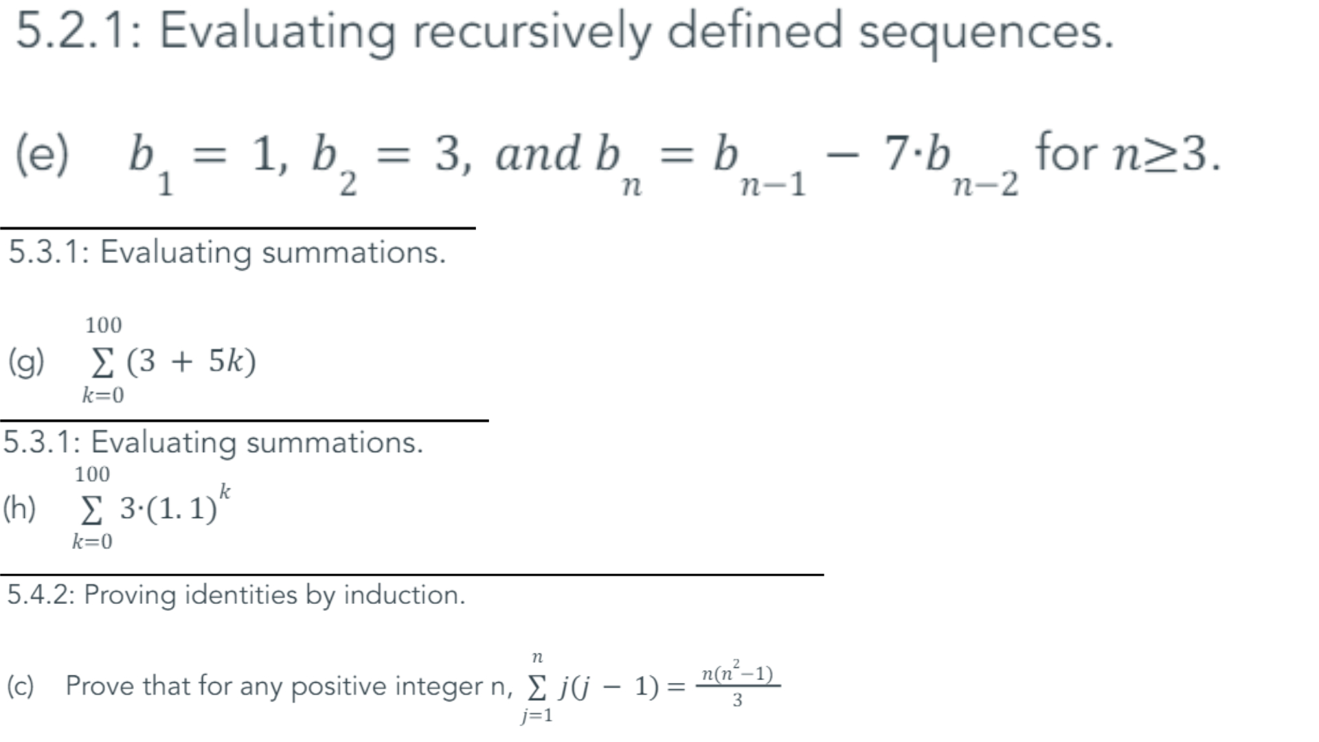Solved 5.2.1: Evaluating recursively defined | Chegg.com