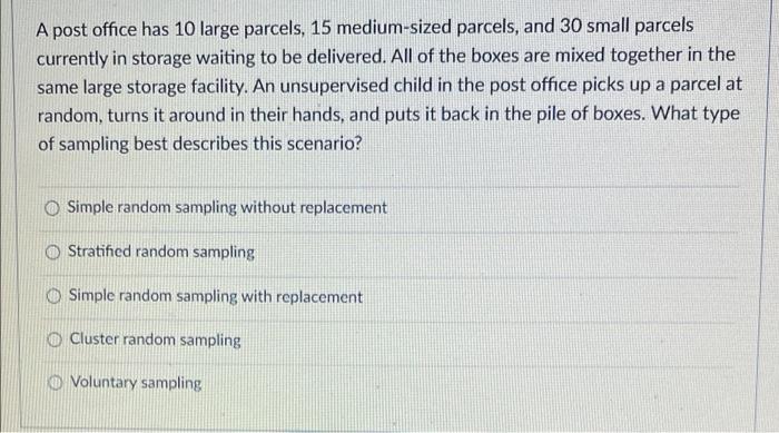 Solved A post office has 10 large parcels, 15 medium-sized | Chegg.com